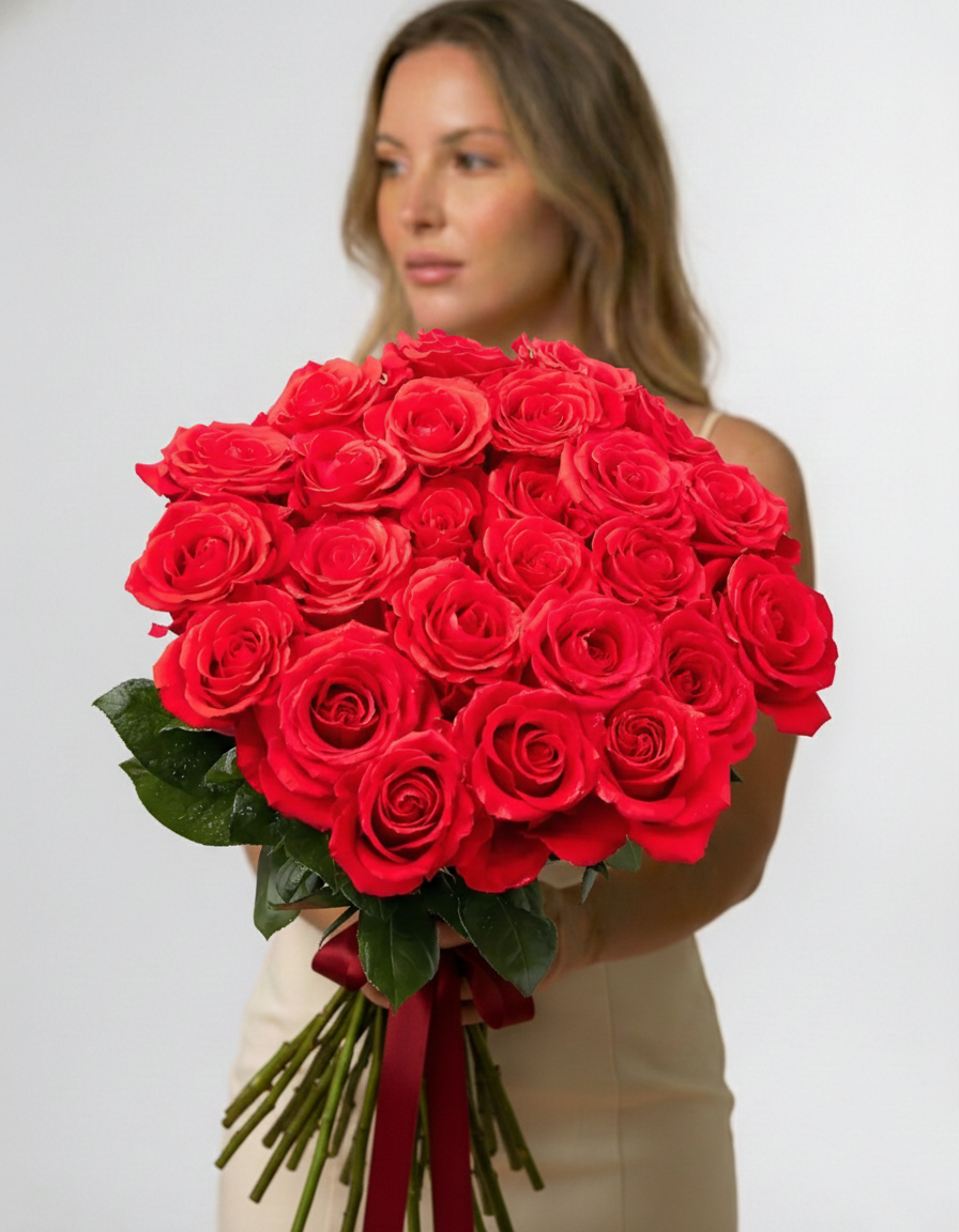 25 Premium Red Roses Bouquet | Same Day Delivery Miami | Florist ...